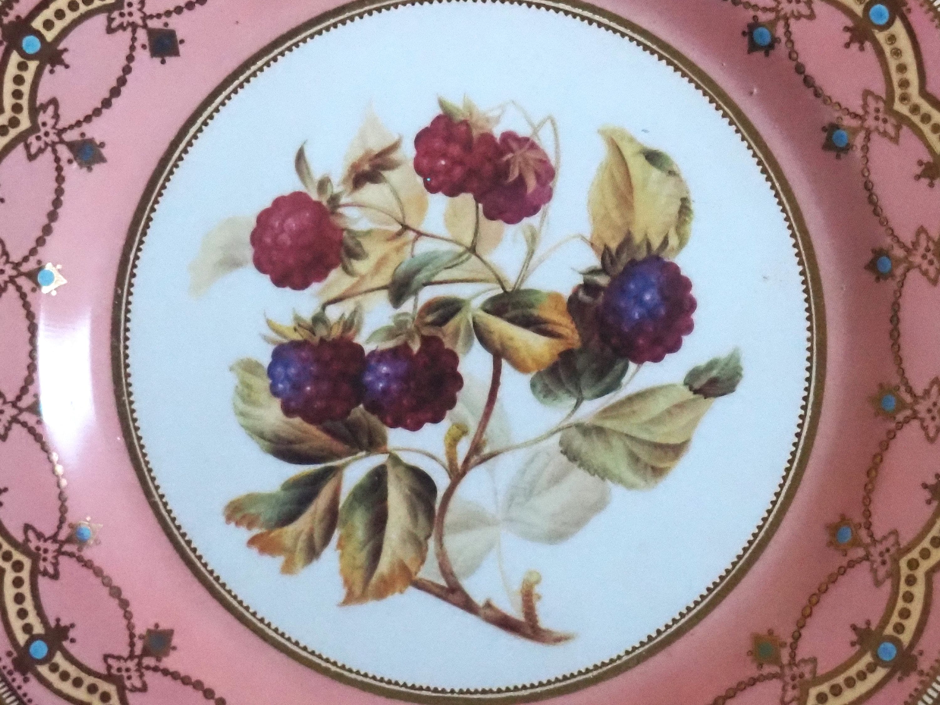 Royal Worcester Berry Tin for the Victoria and Albert Museum Pink Rim ...