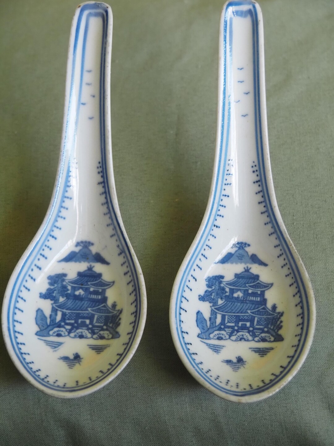 Set of 2 Vintage Chinese Spoons, Blue Chinese Spoons, Asian Palace ...