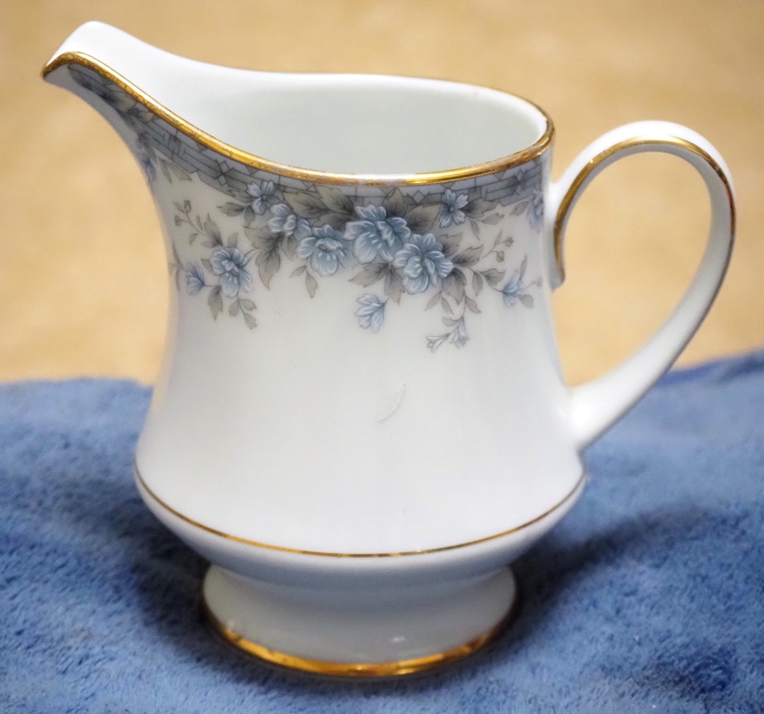 Noritake Avalon Creamer, Pale Blue Floral Pattern With Gold Trim. - Etsy