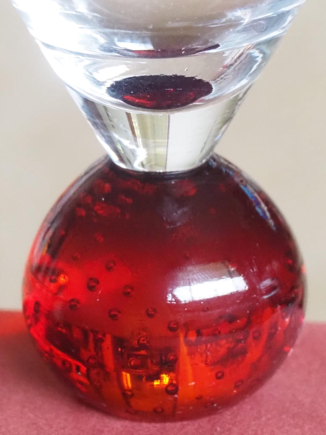 Vintage MCM Controlled Red Bubble Martini Cocktail Glass. Ball Base ...