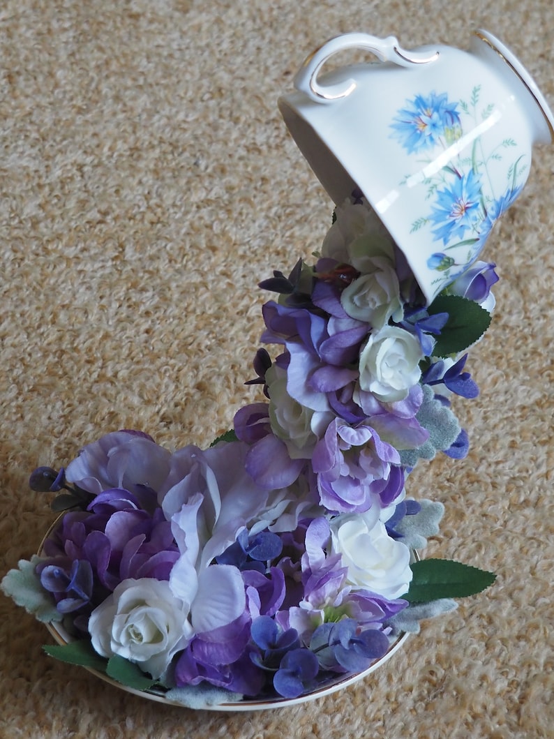 Floating Tea Cup With Saucer Novelty Flower Arrangement Centerpiece ...