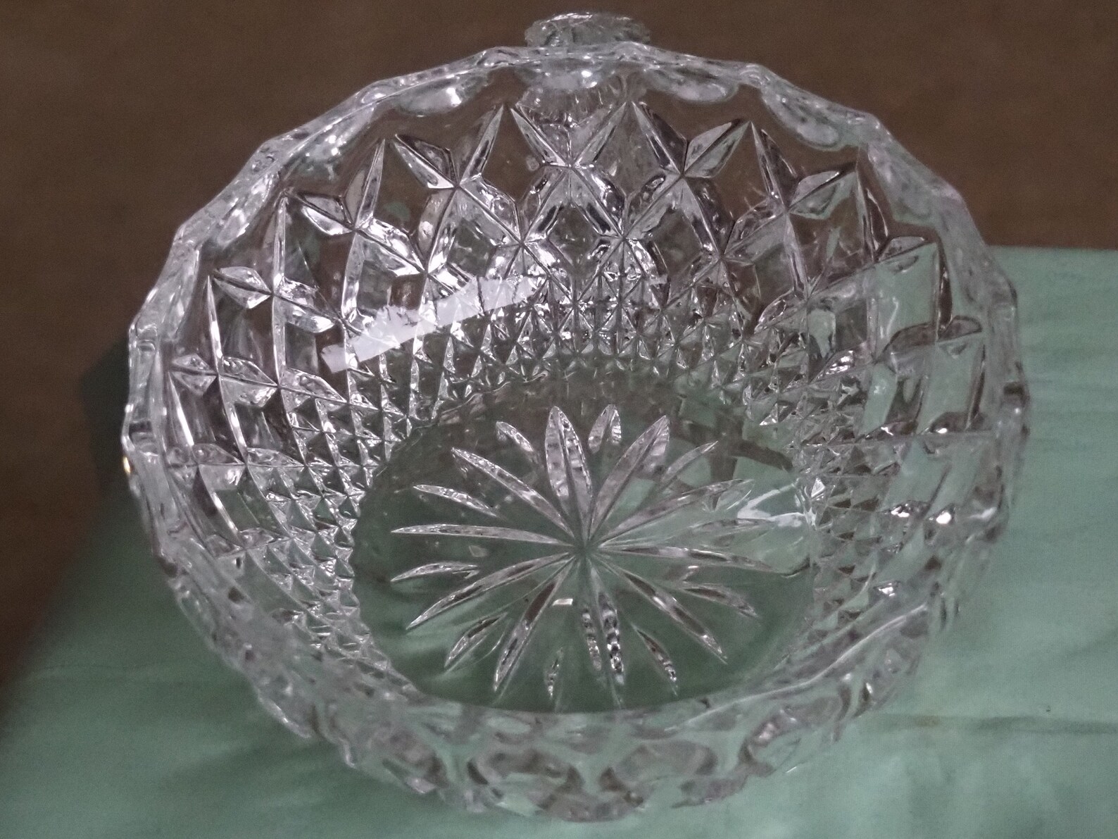 Beautiful Heavy Retro Cut Glass / Crystal Sweet / Candy Bowl With Lid ...