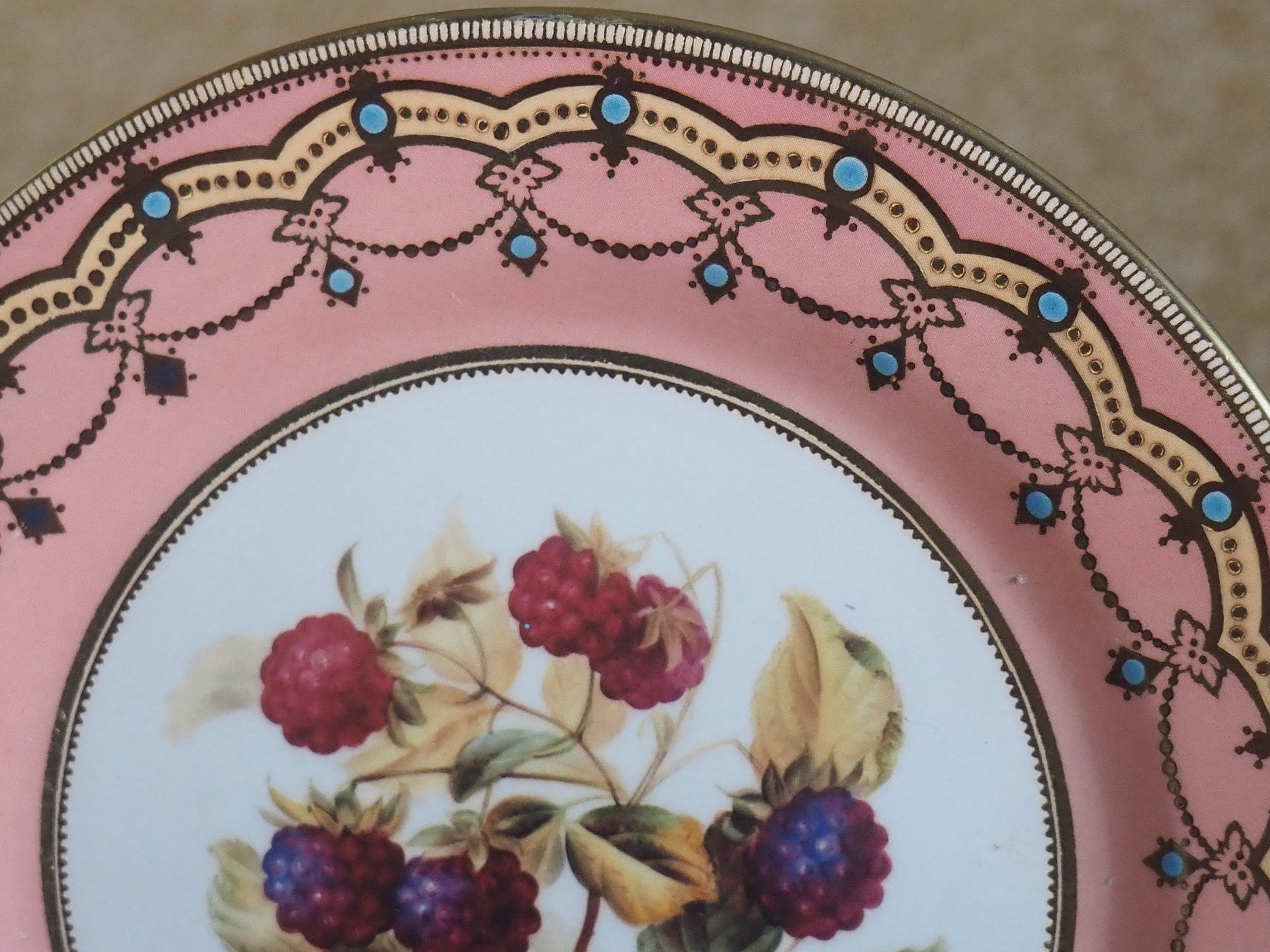 Royal Worcester Berry Tin for the Victoria and Albert Museum Pink Rim ...
