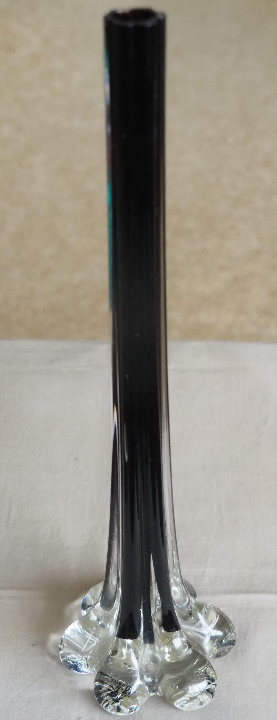 Vintage Tall Fluted Bud / Single Stem Vase Clear Glass Over Black - Etsy