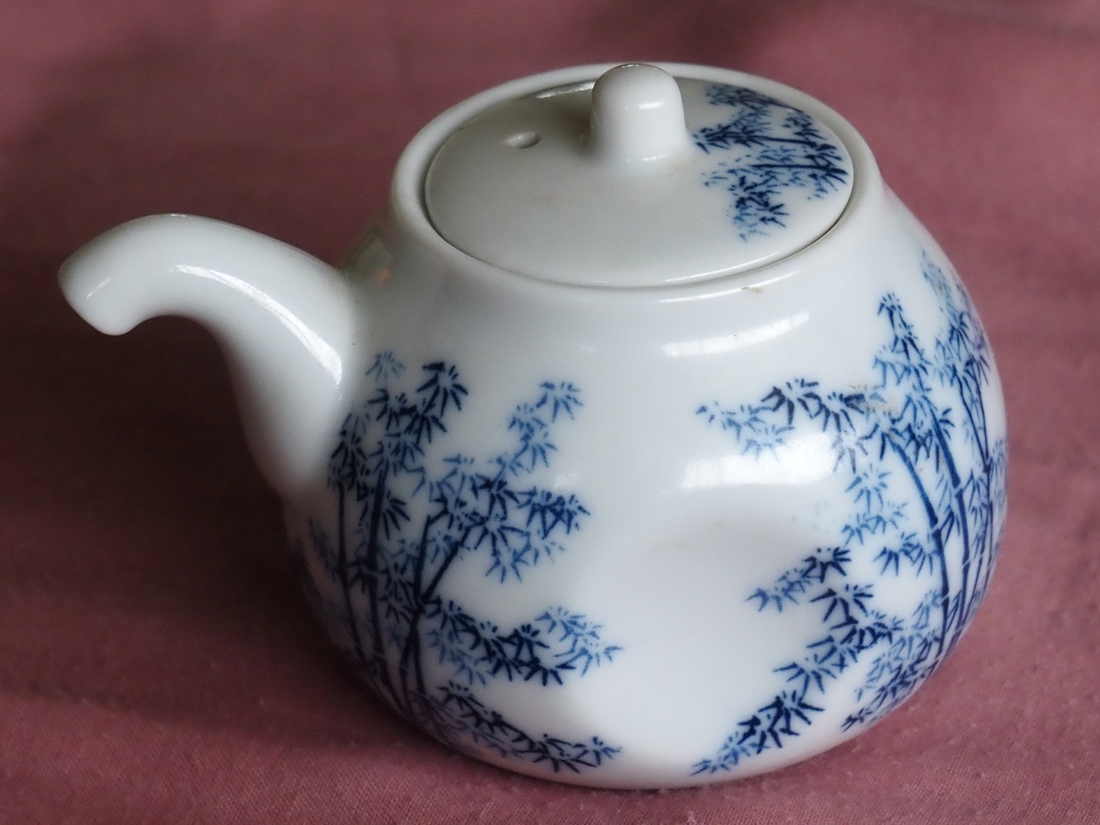 Small Japanese Tea Pot With No Handle Unusual Find White With Blue ...
