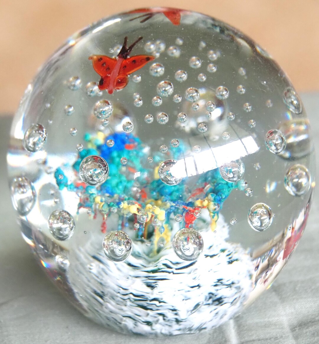 Vintage Butterfly Paperweight, Glass Paperweight, Art Glass, Butterfly ...
