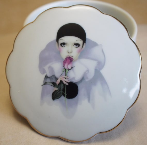 Vintage BELINA PIERROT Love CLOWN Japan Trinket Bo… - Gem