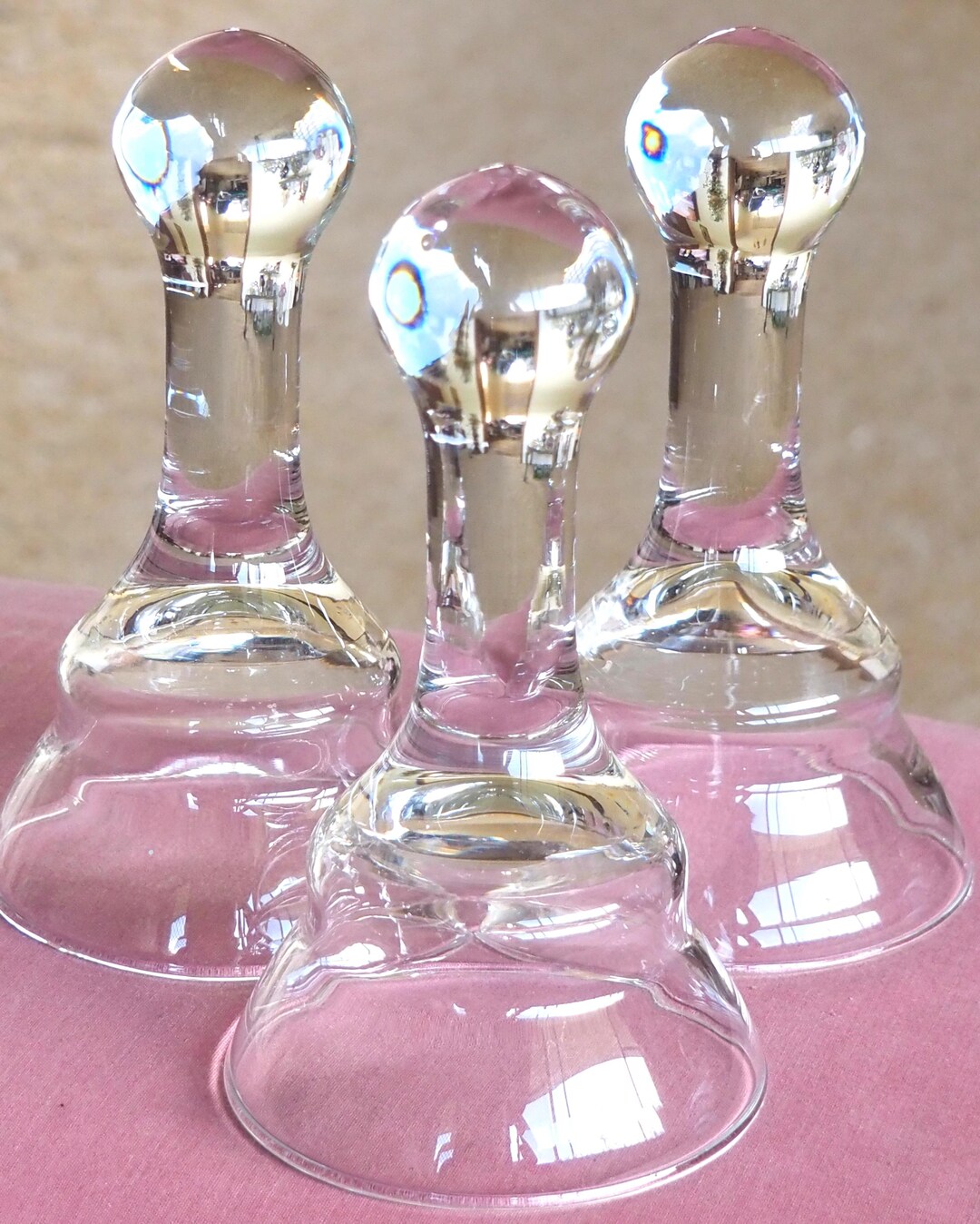 Set of Three Vintage Glass Stirrup Cups, Polished Blown Glass. 6” High ...