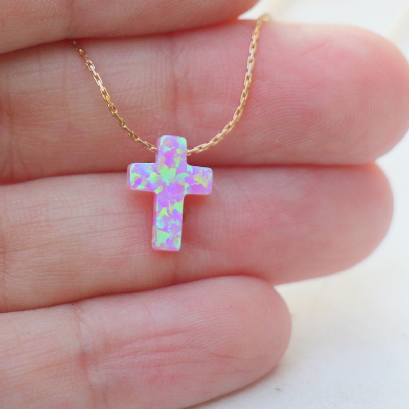 Pink Cross Necklace - Etsy