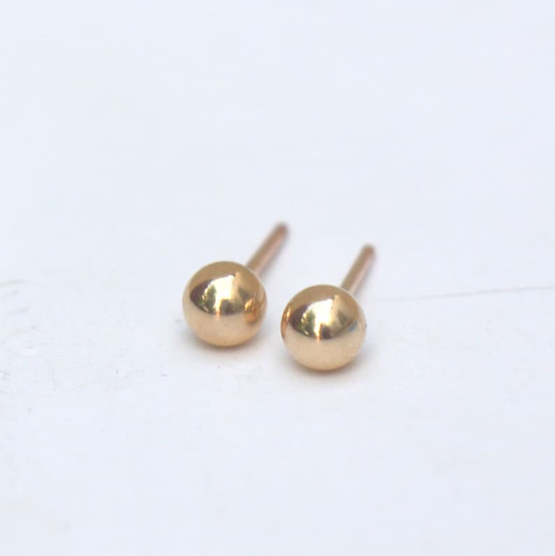 Gold Dot Earrings, 14K Gold Filled Stud Earrings, Minimalist Women ...