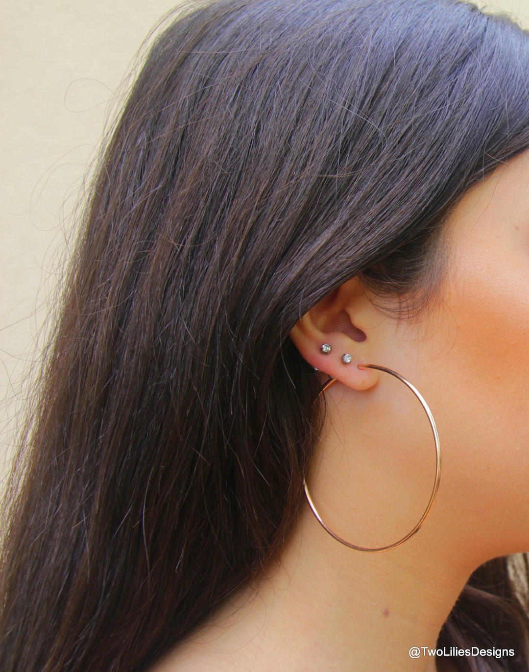 Large Hoop Earrings, 14K Rose Gold Filled Hoops, 50 Mm 58 Mm 2.28" Big ...