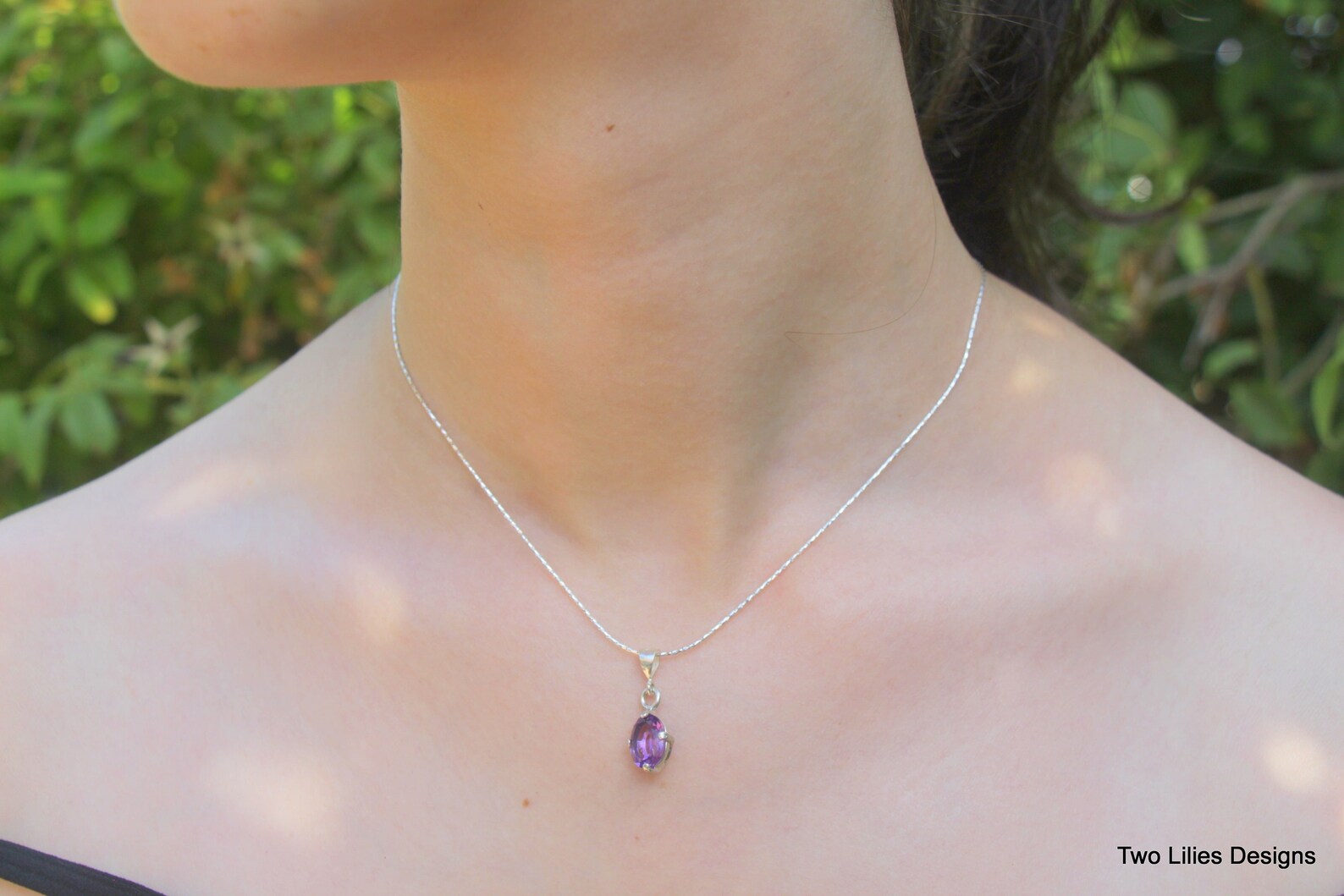 Amethyst Necklace, Elegant Purple Amethyst Women Necklace, Oval ...