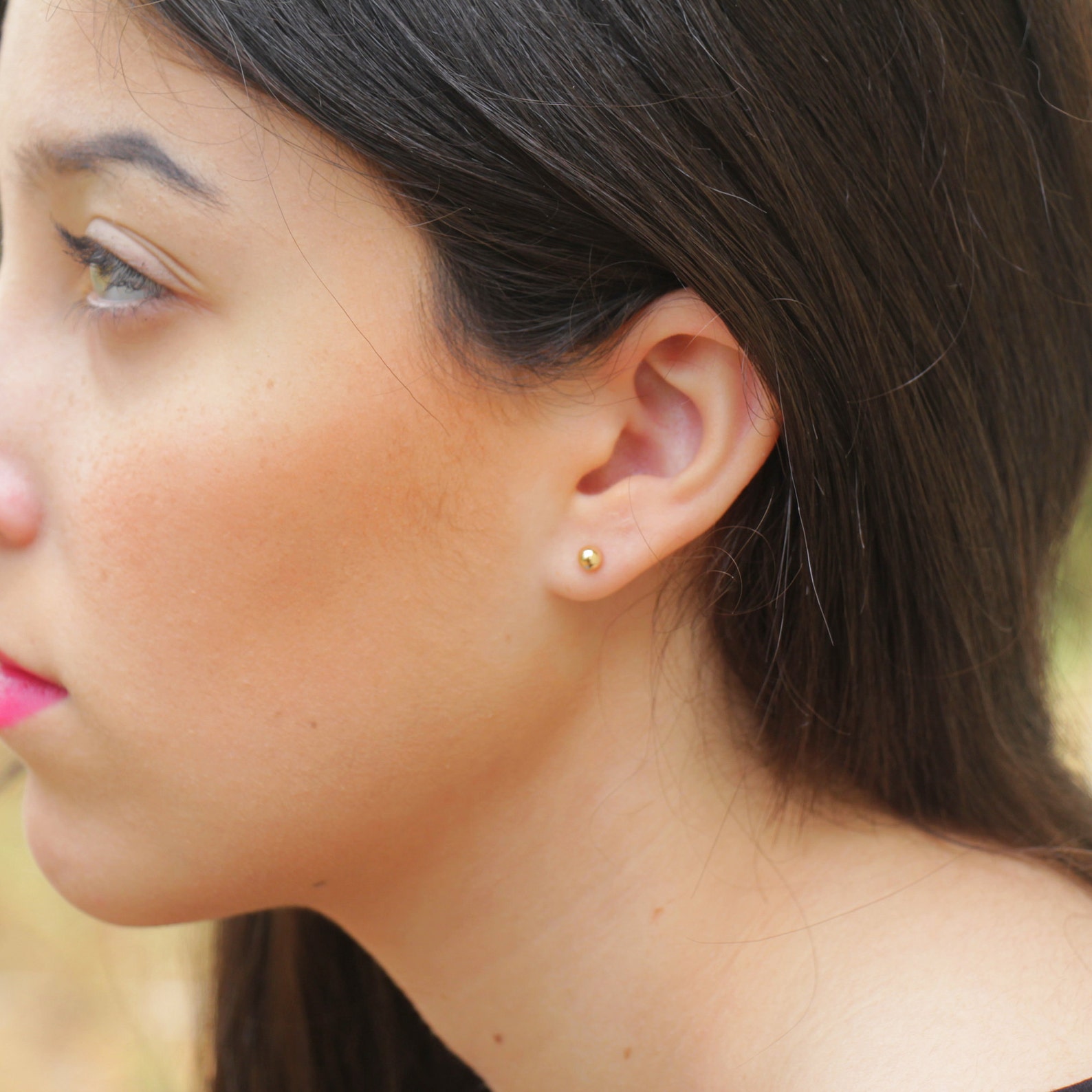 Gold Dot Earrings, 14K Gold Filled Stud Earrings, Minimalist Women ...