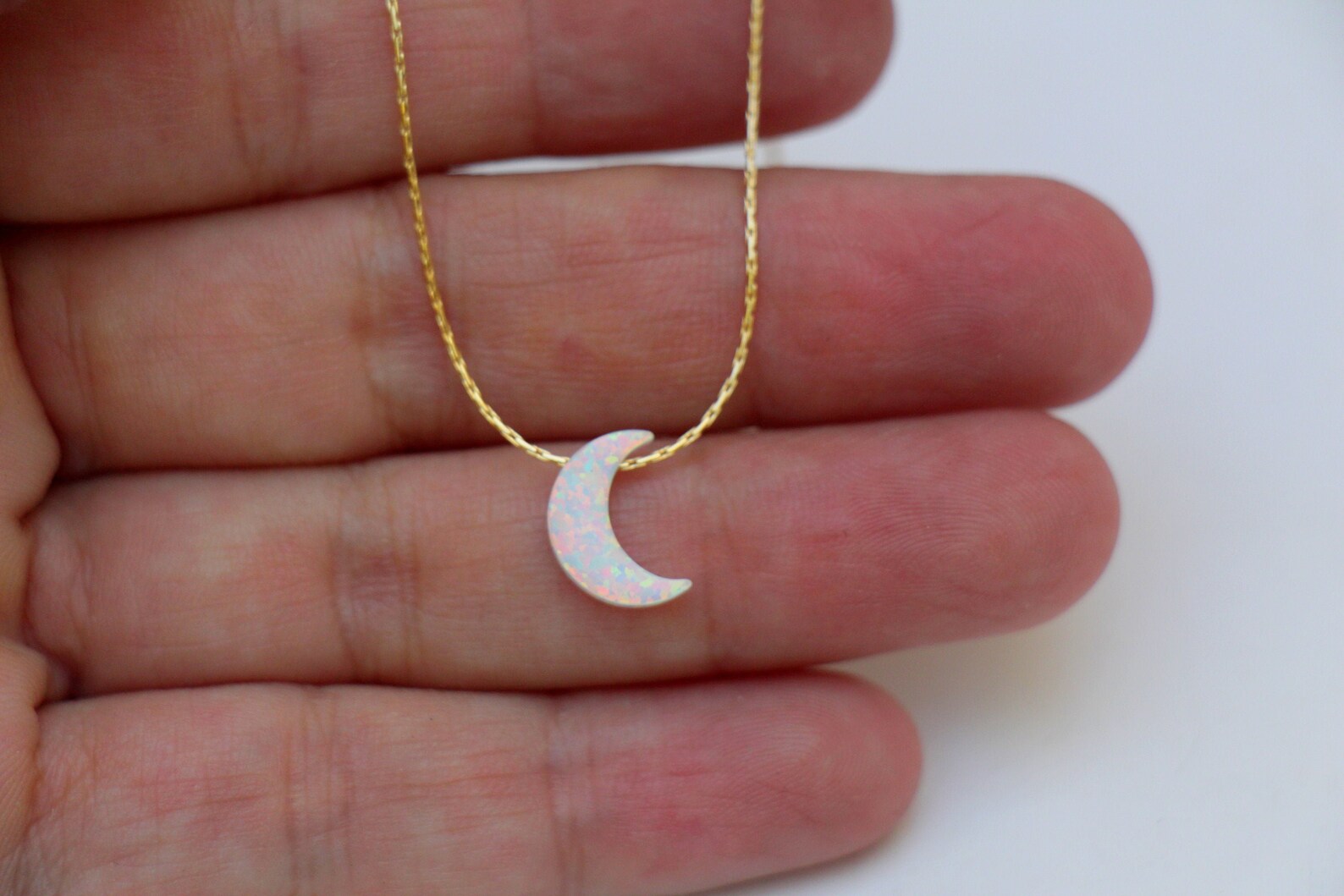 Opal Necklace Moon Opal Jewelry White Opal Pendant Silver | Etsy