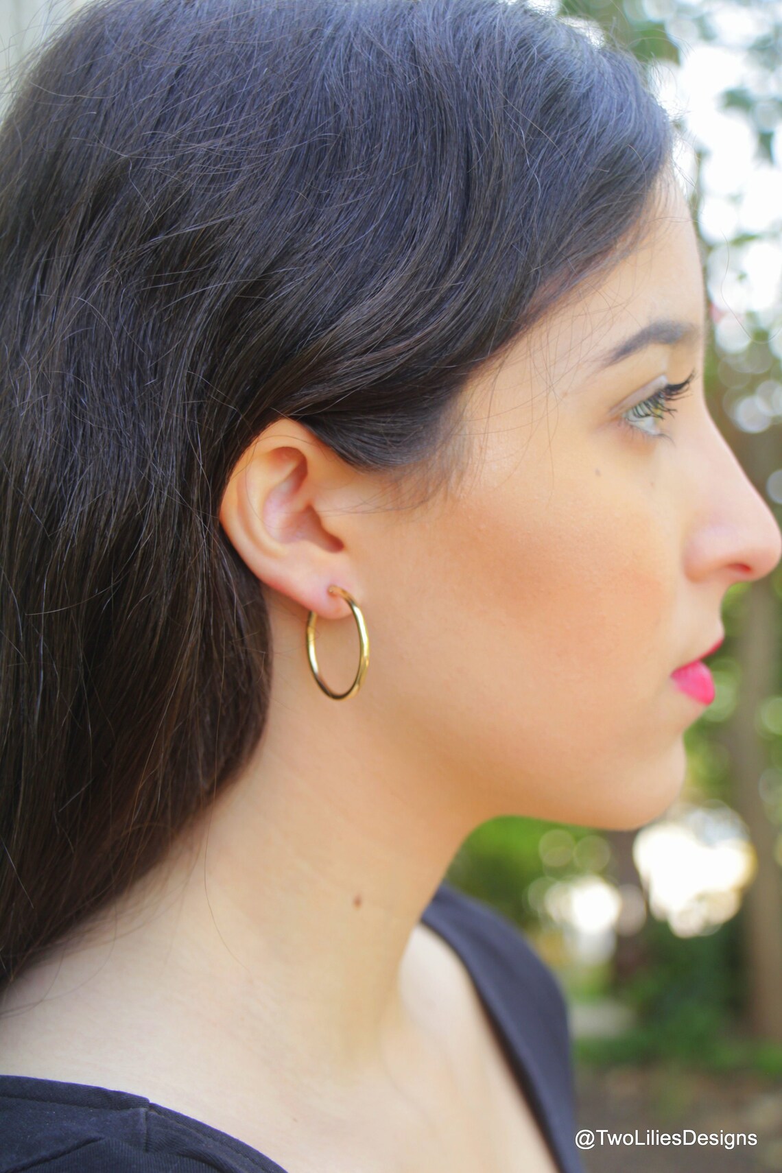 Gold Hoop Earrings 14K Gold Filled Circle Hoops 28mm Medium - Etsy