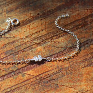 Olive Tree Branch Bracelet, Women Thin Silver Bracelet, Silver Zircon ...
