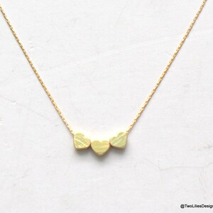 Triple Gold Hearts Necklace, 14K Gold Filled Chain and 3 Tiny Heart ...