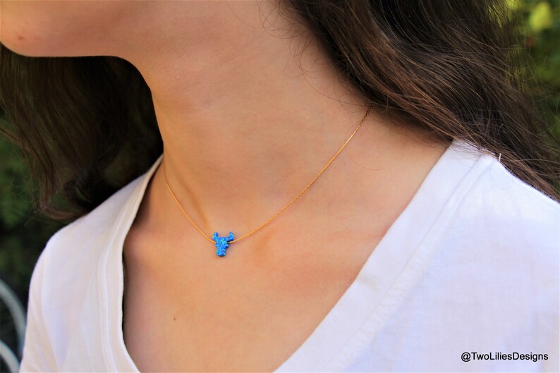 Opal Necklace, Opal Jewelry, Bull Head Necklace, Taurus Necklace ...