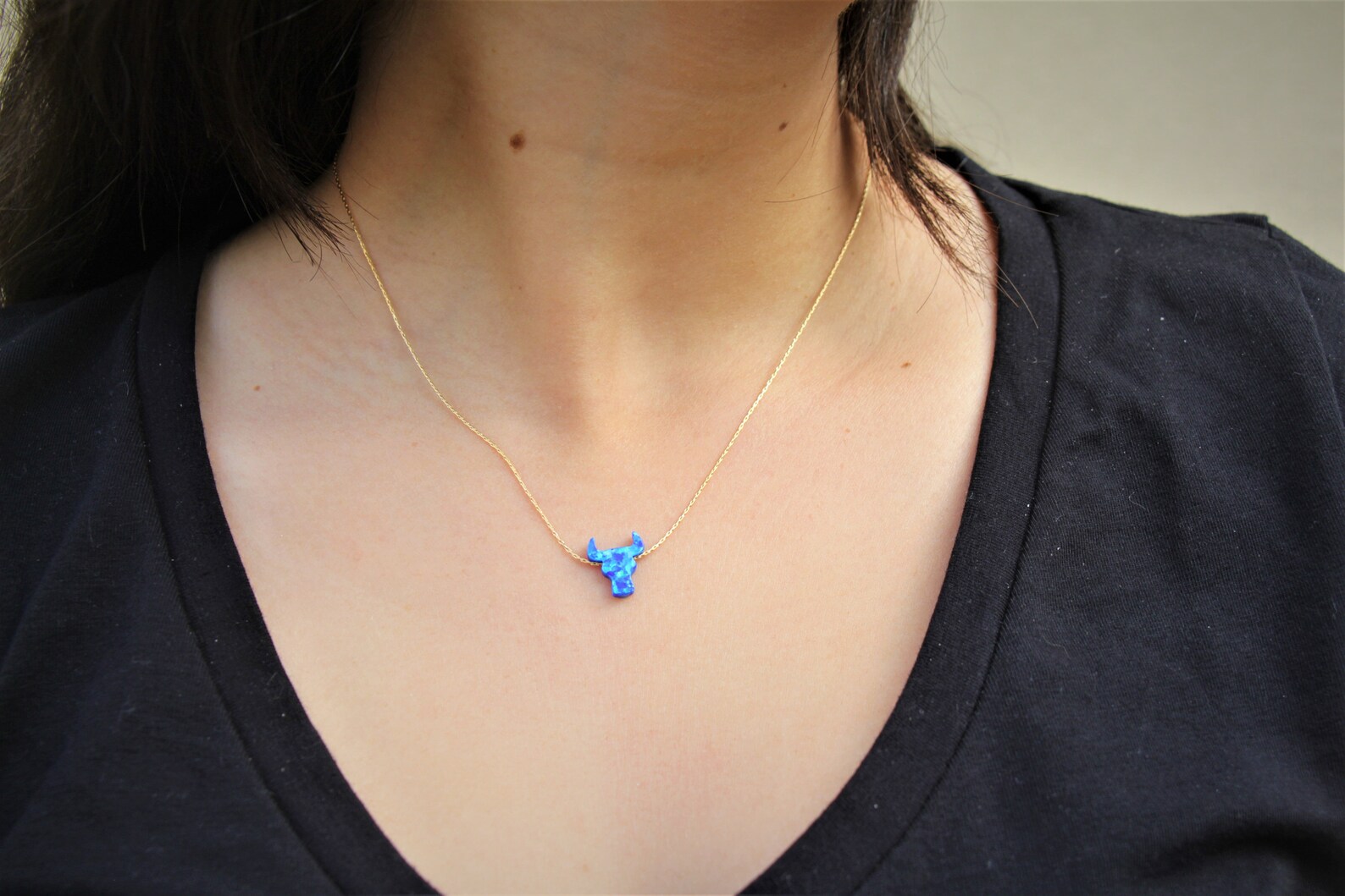 Opal Necklace Opal Jewelry Bull Head Necklace Taurus - Etsy