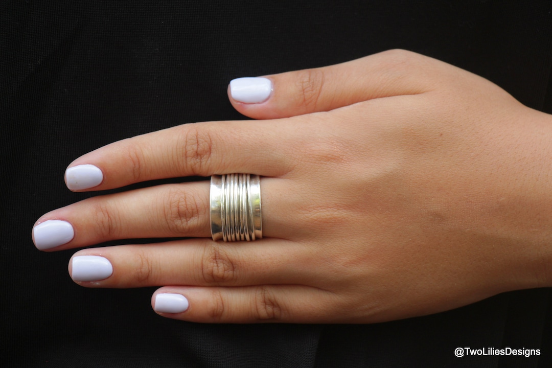 Silver Spinner Ring, Wide Thick Silver Meditation Ring, 7 Anxiety ...