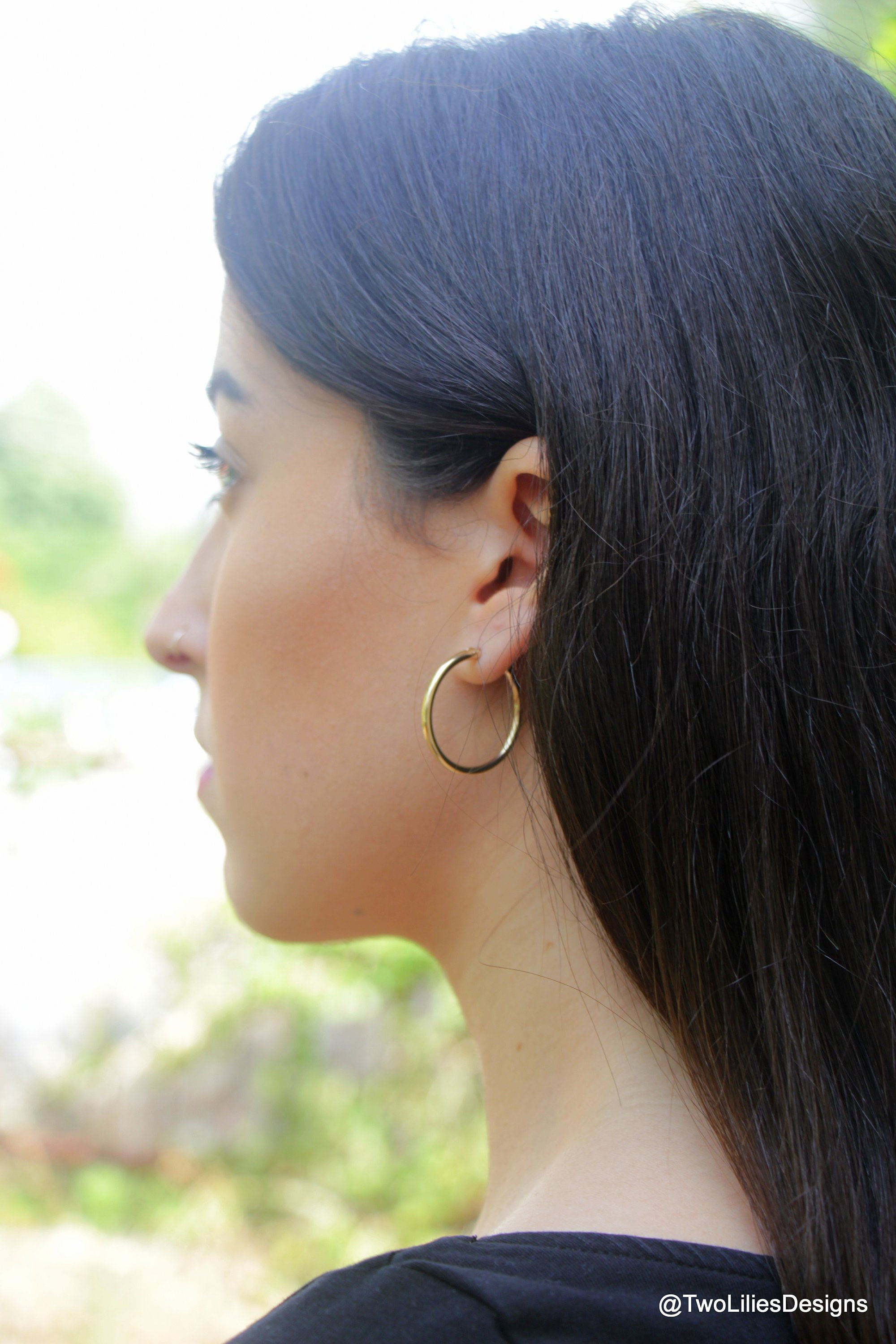 Gold Hoop Earrings 14K Gold Filled Circle Hoops 28mm Medium - Etsy