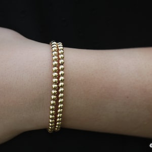 Gold Beaded Bracelet, Gold Balls Beads Bracelet 4mm Double Wrap ...