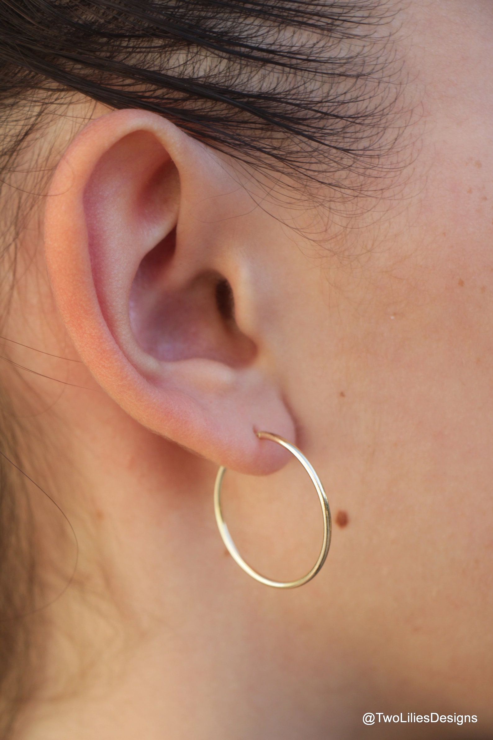 Thin Gold Hoop Earrings Small 24mm Hoop 14K Gold Filled | Etsy