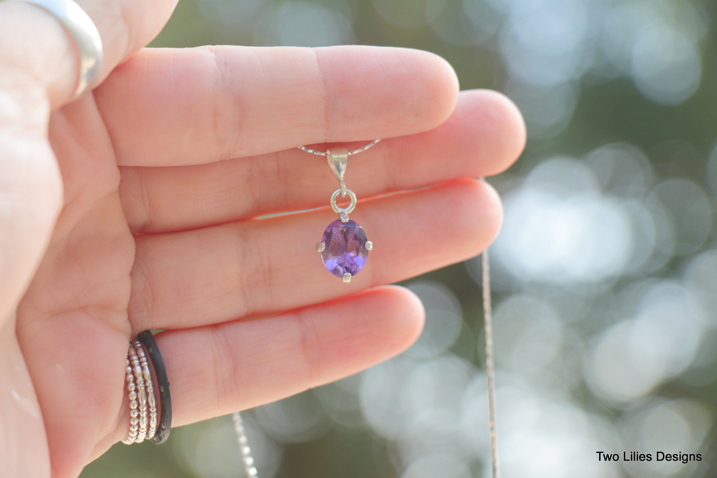 Amethyst Necklace, Elegant Purple Amethyst Women Necklace, Oval ...