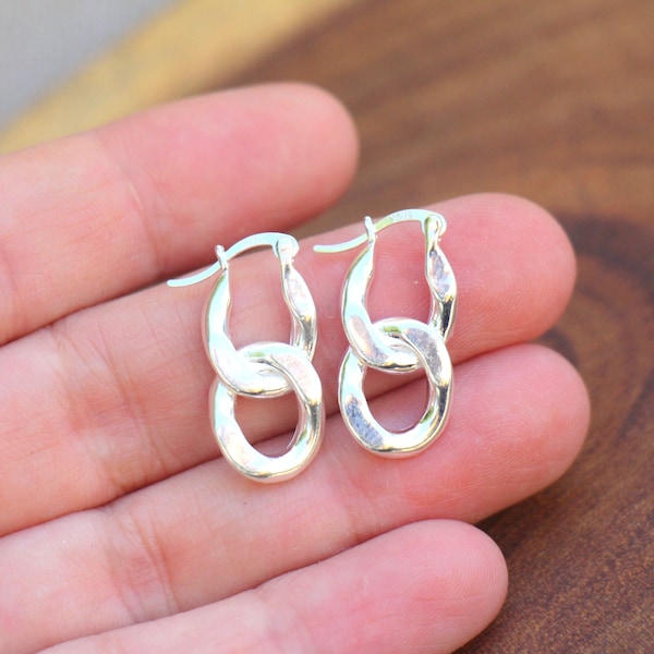 Silver Chain Earrings - Etsy
