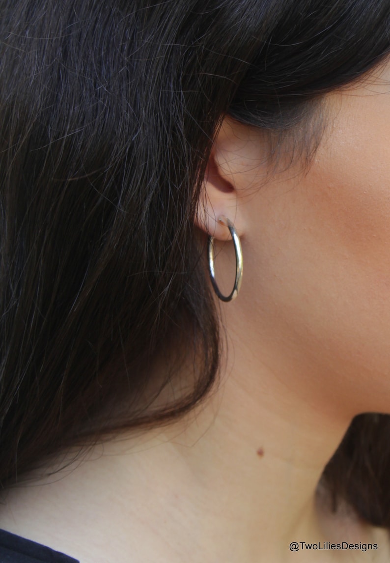 Silver Hoop Earrings Medium Silver Hoops Simple Sturdy Women - Etsy