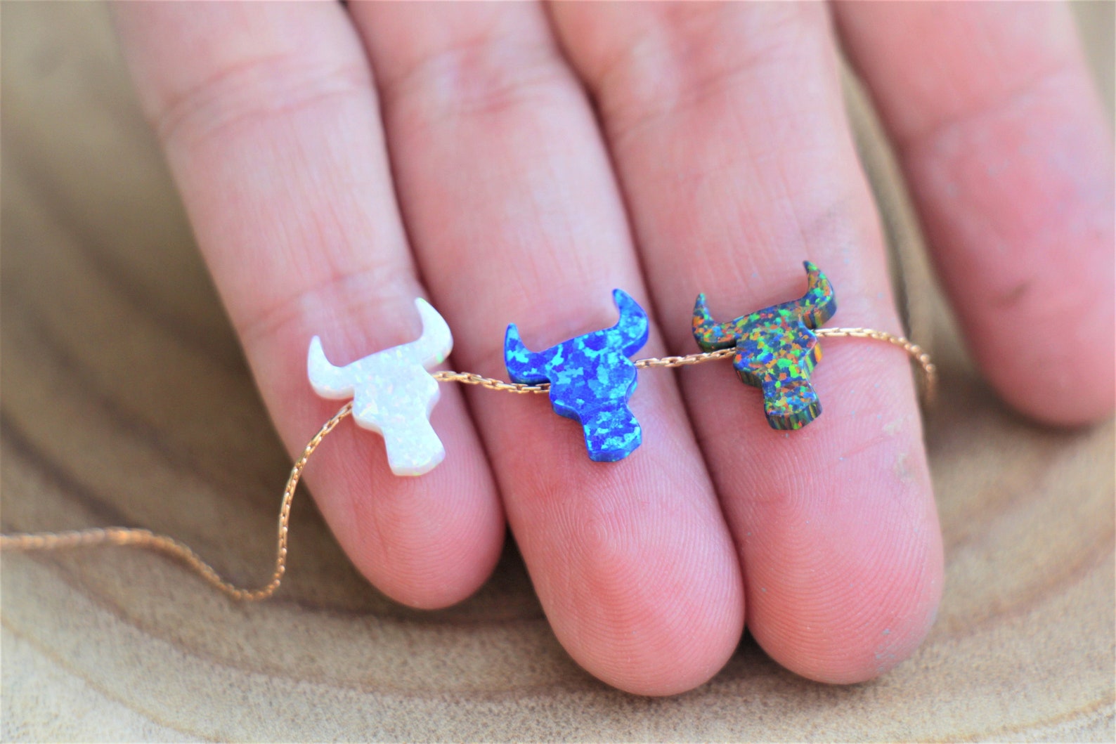 Opal Necklace Opal Jewelry Bull Head Necklace Taurus - Etsy