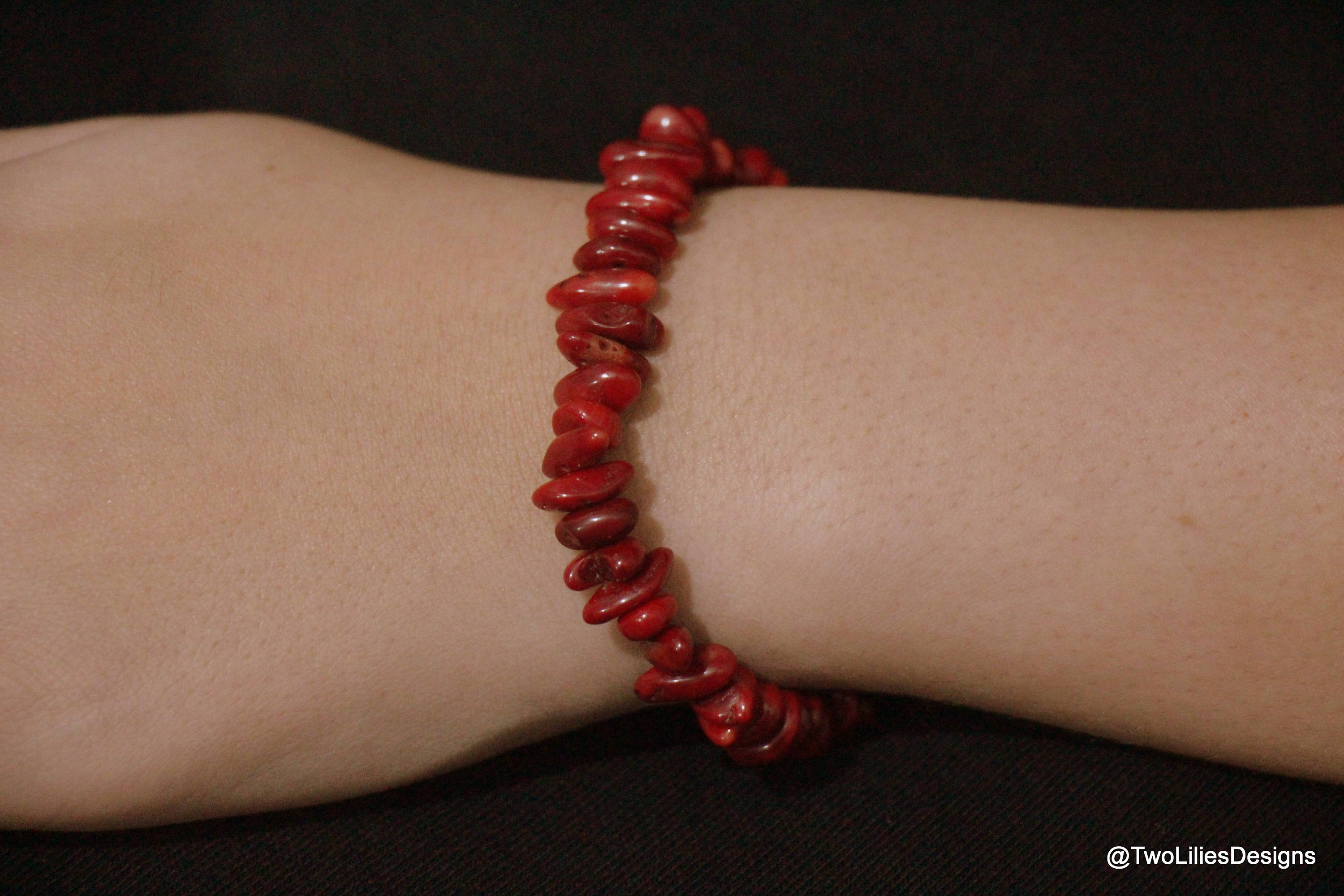 Natural Red Coral Beaded Bracelet, Red Coral Chunks, Dainty Minimalist ...