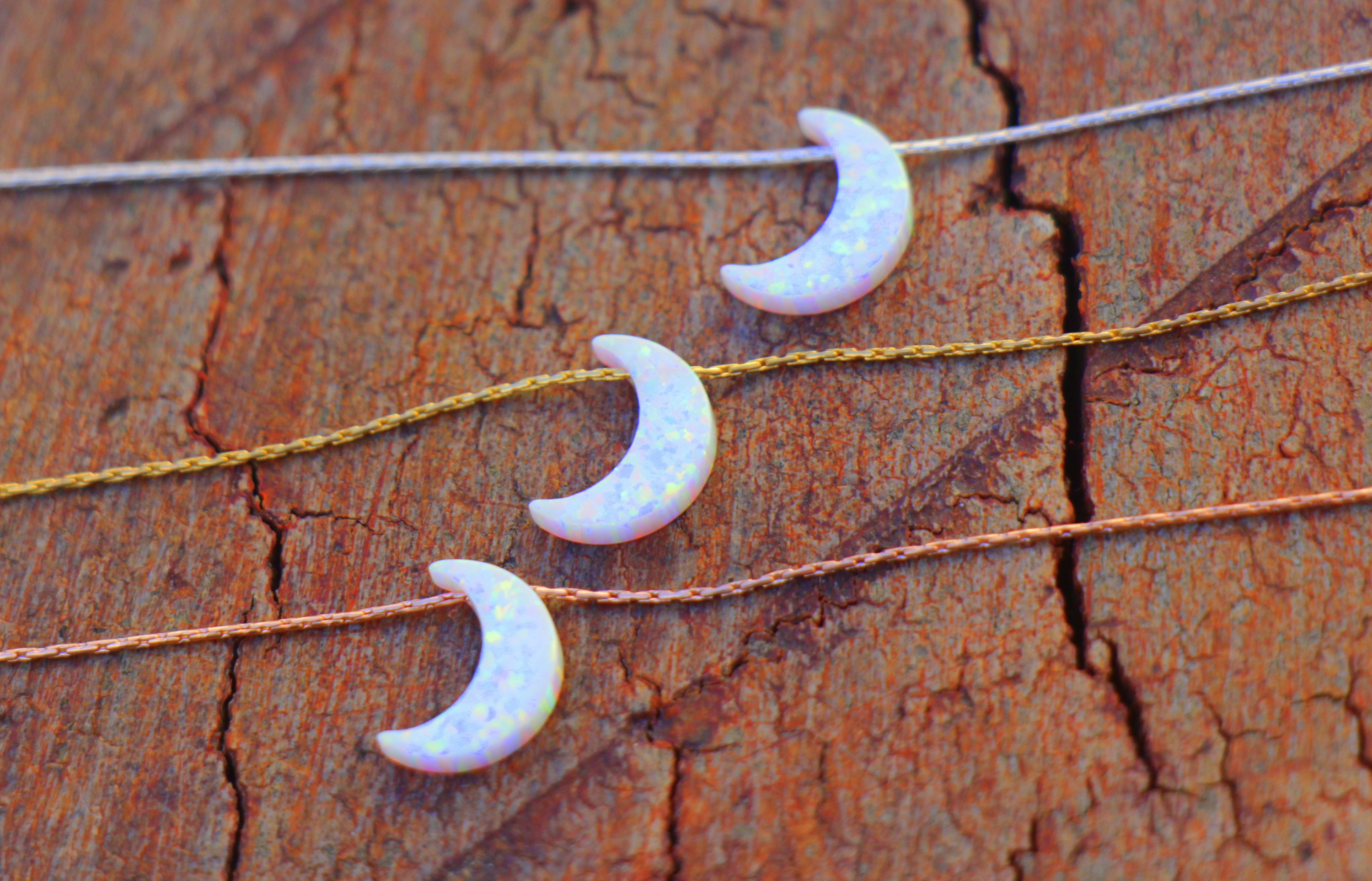 Opal Necklace Moon Opal Jewelry White Opal Pendant Silver | Etsy