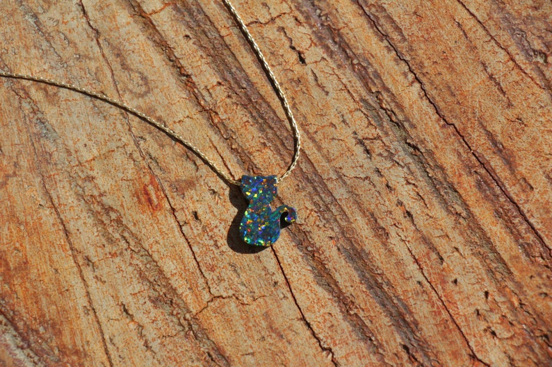 Cat Opal Necklace Black Cat Opal Jewelry Cat Lover Gift | Etsy