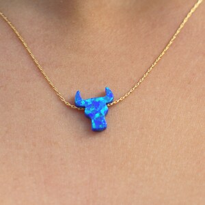 Opal Necklace, Opal Jewelry, Bull Head Necklace, Taurus Necklace ...