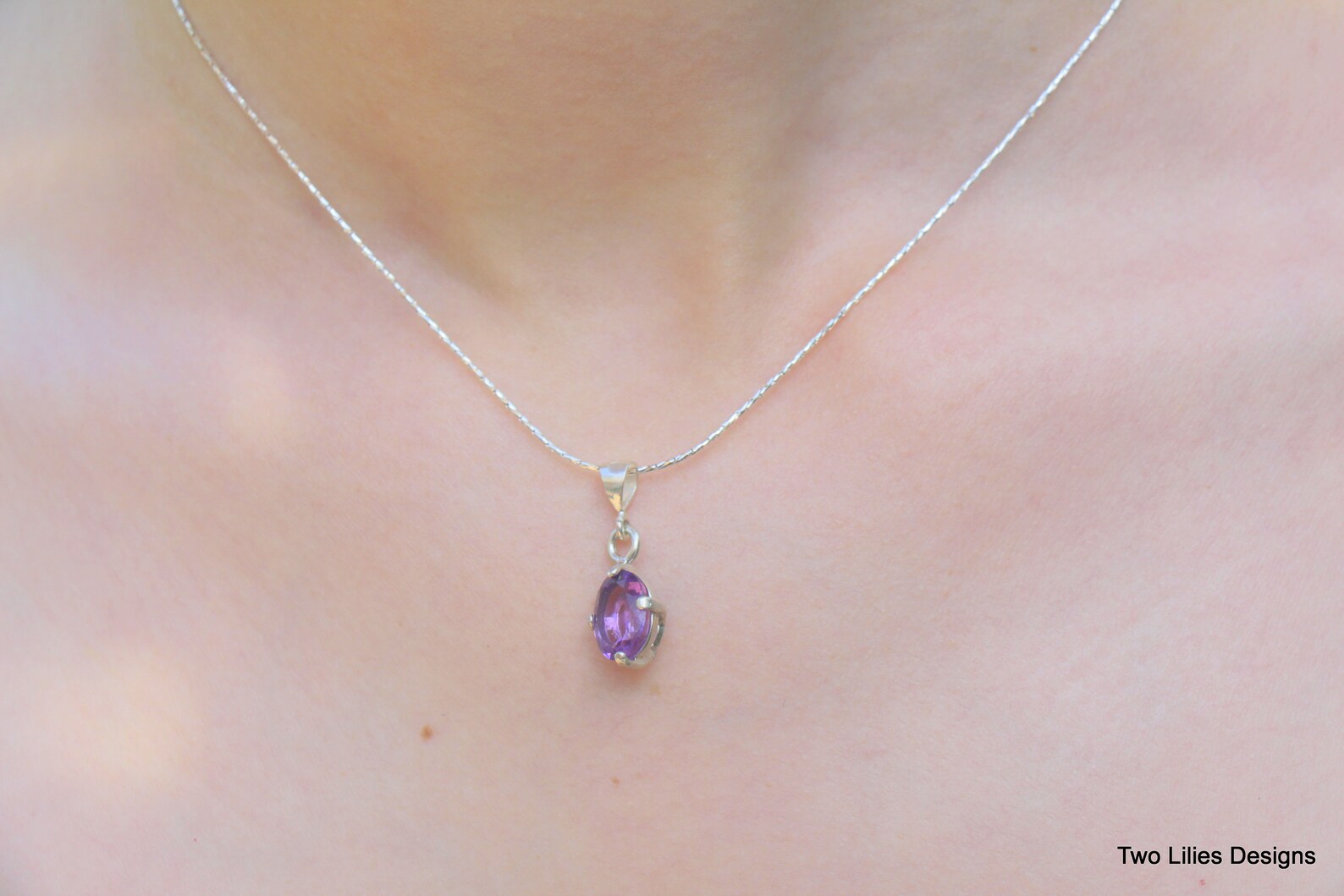 Amethyst Necklace, Elegant Purple Amethyst Women Necklace, Oval ...