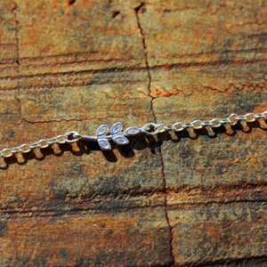 Olive Tree Branch Bracelet, Women Thin Silver Bracelet, Silver Zircon ...
