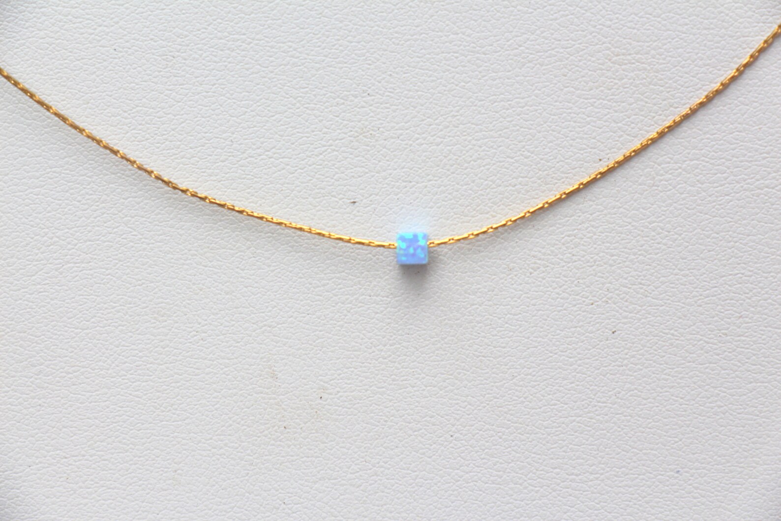 Opal Cube Necklace Tiny Single Cube Opal Jewelry Dainty Opal | Etsy
