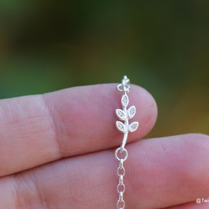 Olive Tree Branch Bracelet, Women Thin Silver Bracelet, Silver Zircon ...