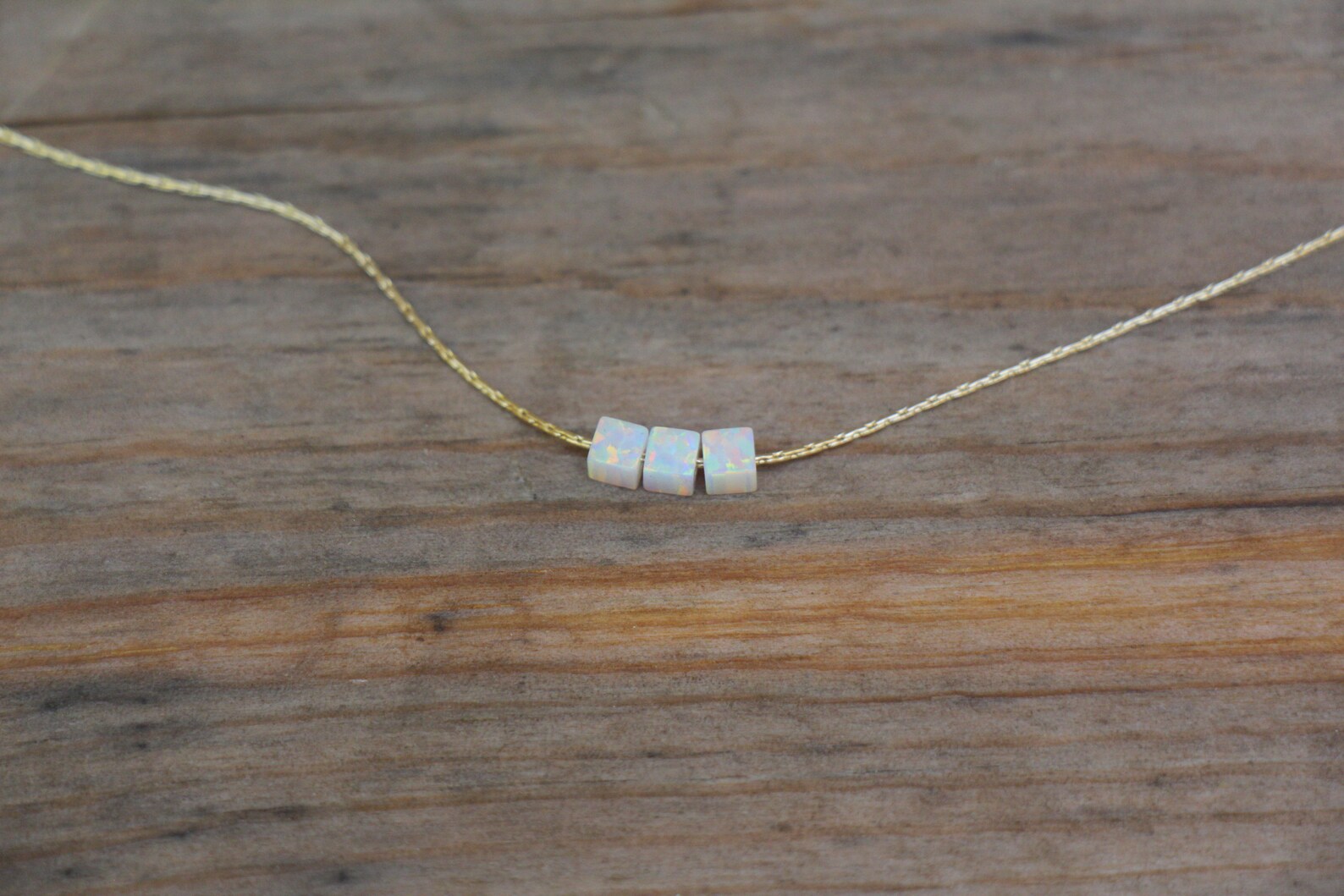 Opal Cube Necklace Tiny 3mm Cube Opal Jewelry Dainty Opal | Etsy