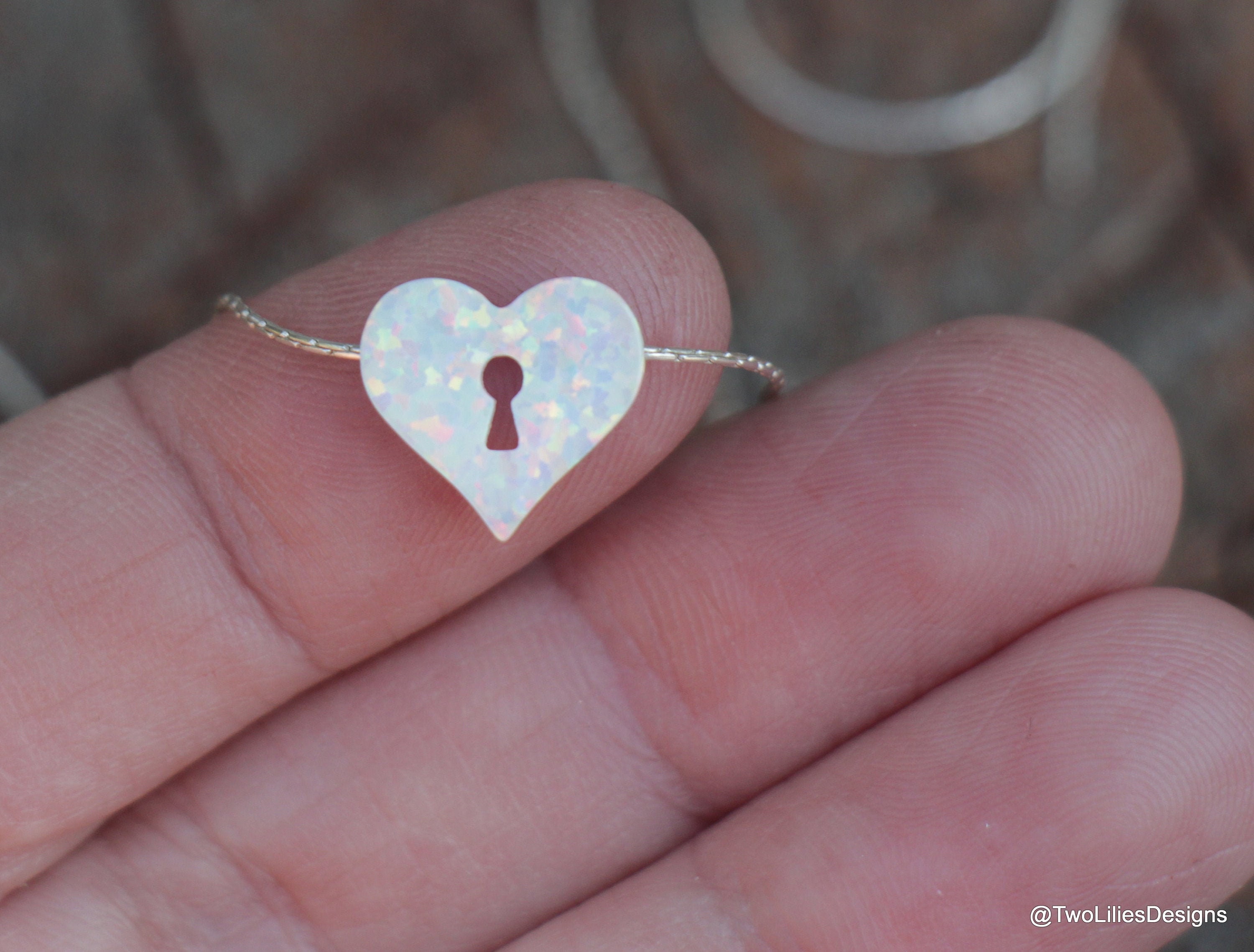 Opal Necklace Heart Lock Choker White Pink Blue Opal Stone | Etsy
