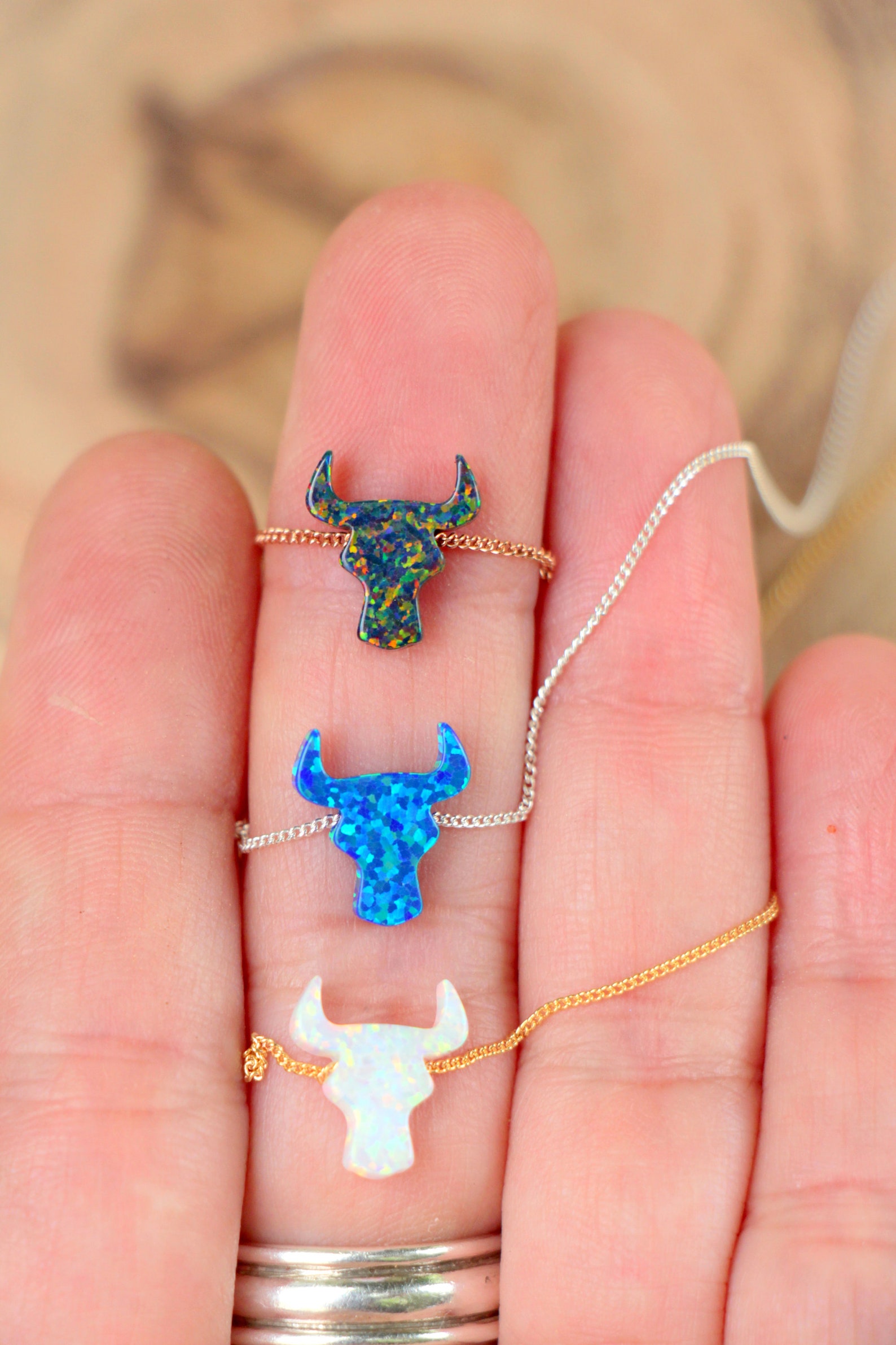 Opal Necklace Opal Jewelry Bull Head Necklace Taurus - Etsy