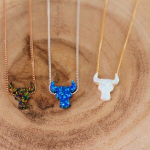 Opal Necklace, Opal Jewelry, Bull Head Necklace, Taurus Necklace ...