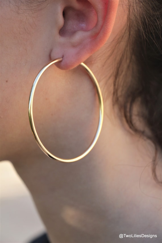Large Gold Hoop Earrings 56mm 2.2 Hoop Earrings Big Gold Filled Women Hoops Simple Thick Tube Lightweight Basic Circle Endless Jewelry Etsy UK