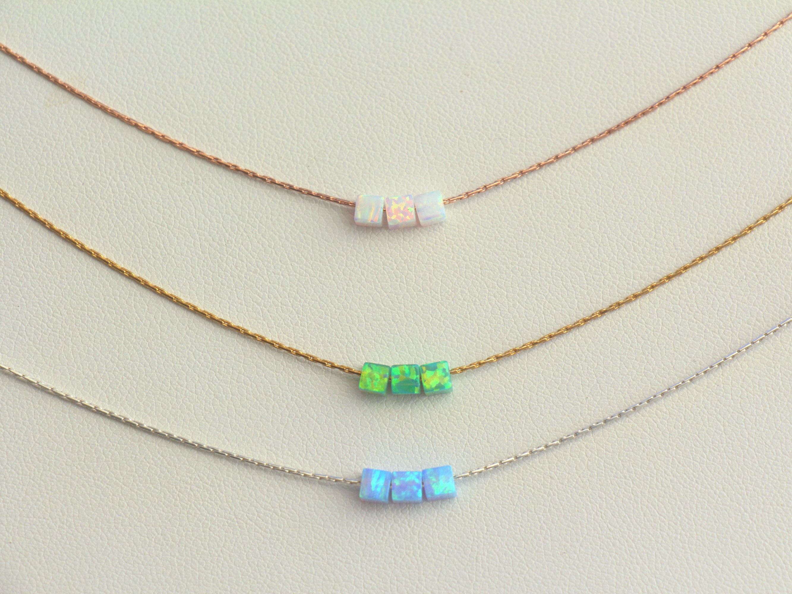 Opal Cube Necklace Tiny 3mm Cube Opal Jewelry Dainty Opal | Etsy