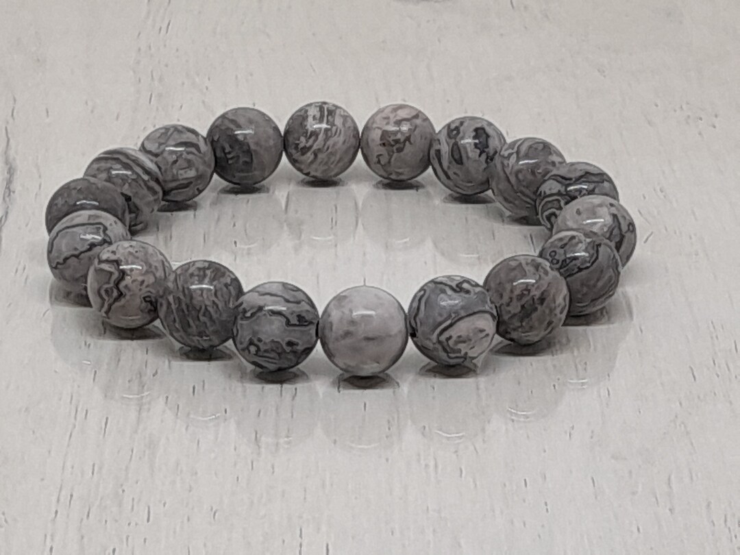 Boyfriend Gift, Map Jasper Beads, Gray Gemstone Beads, Healing Stone ...