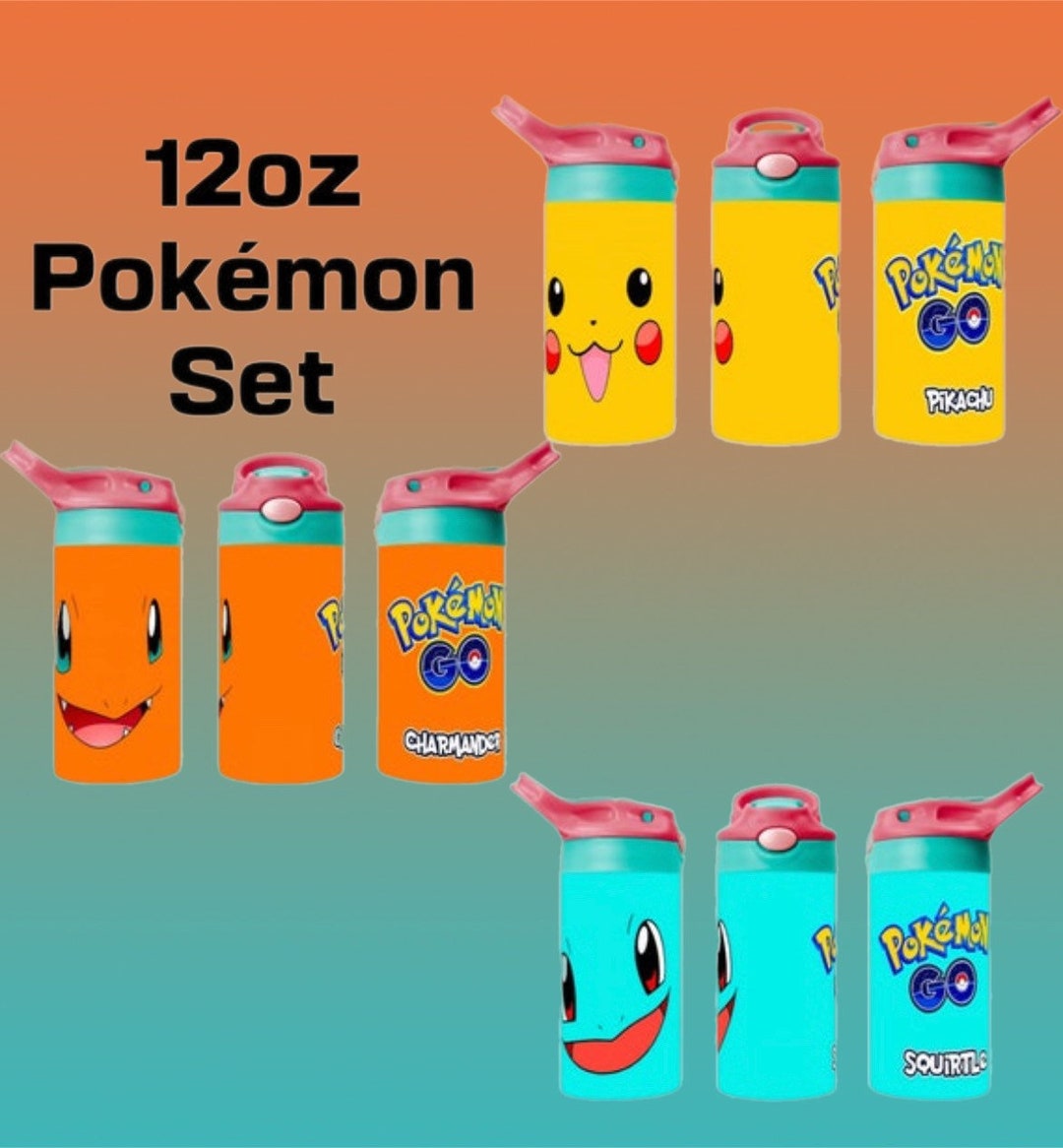 Straight 12oz Custom Pokémon Sets Insulated Double Wall Sliding Lid ...