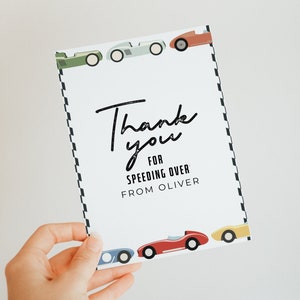 Race Car Thank You Card - Race Car Thank You Note, Racing Car Theme ...