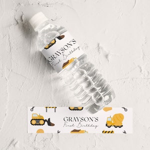 Construction Water Bottle Labels - Construction Bottle Sticker ...