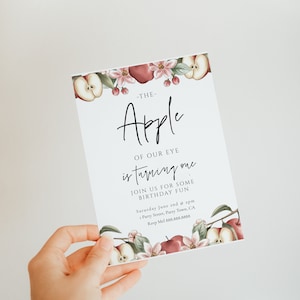 Apple Birthday Invitation - Apple Theme Invitation, Girls Birthday ...